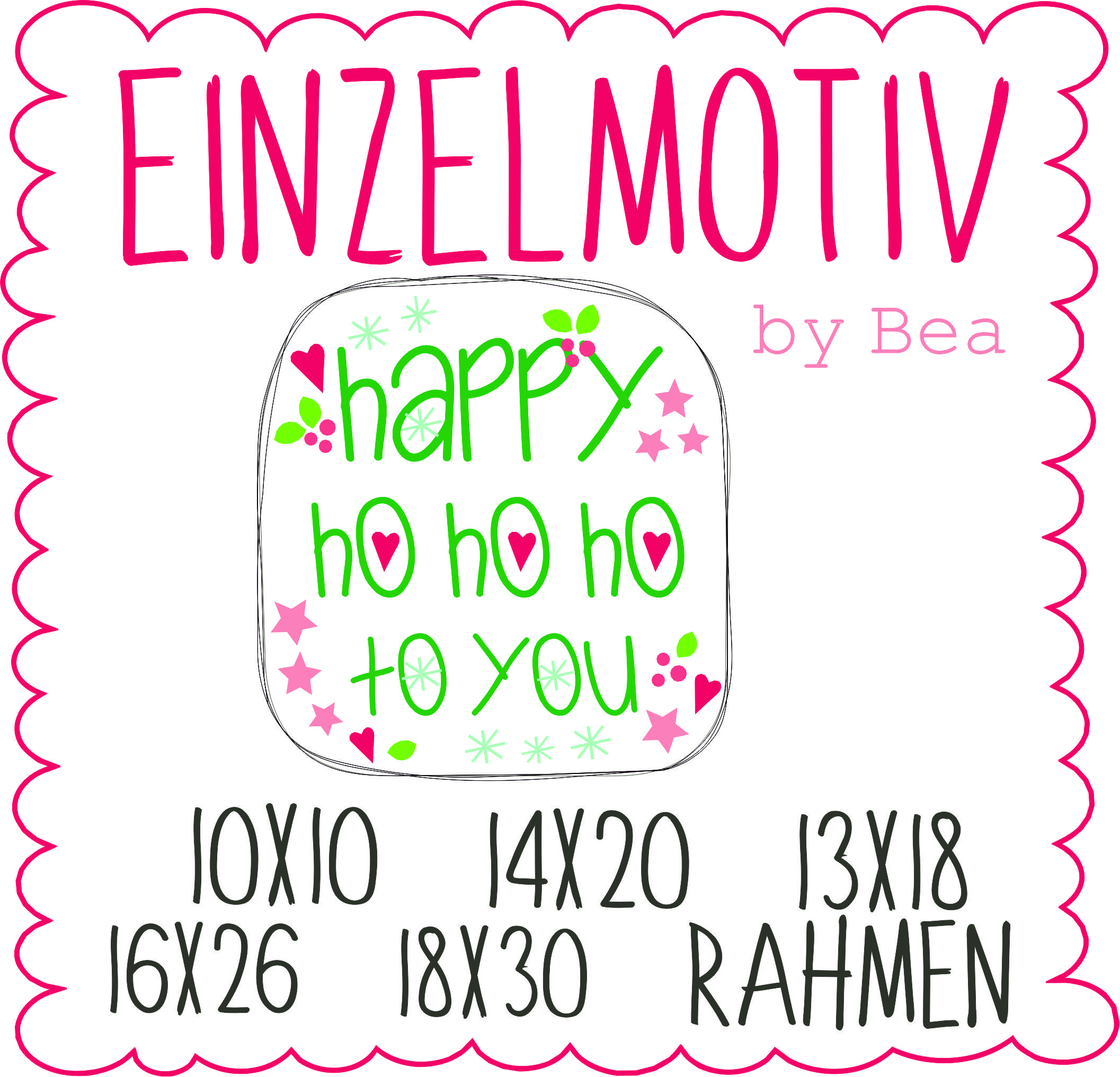 Happy hohoho to you ( Alle Rahmengrößen ) | Stickrahmen 10 x 10cm ...